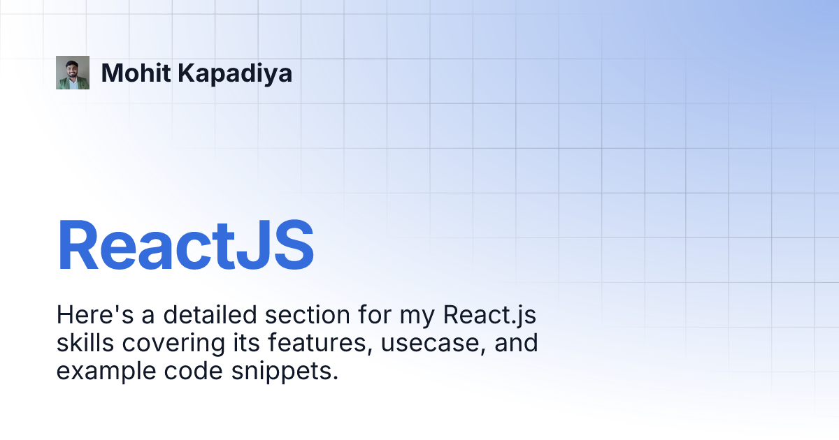 ReactJS | Mohit Kapadiya